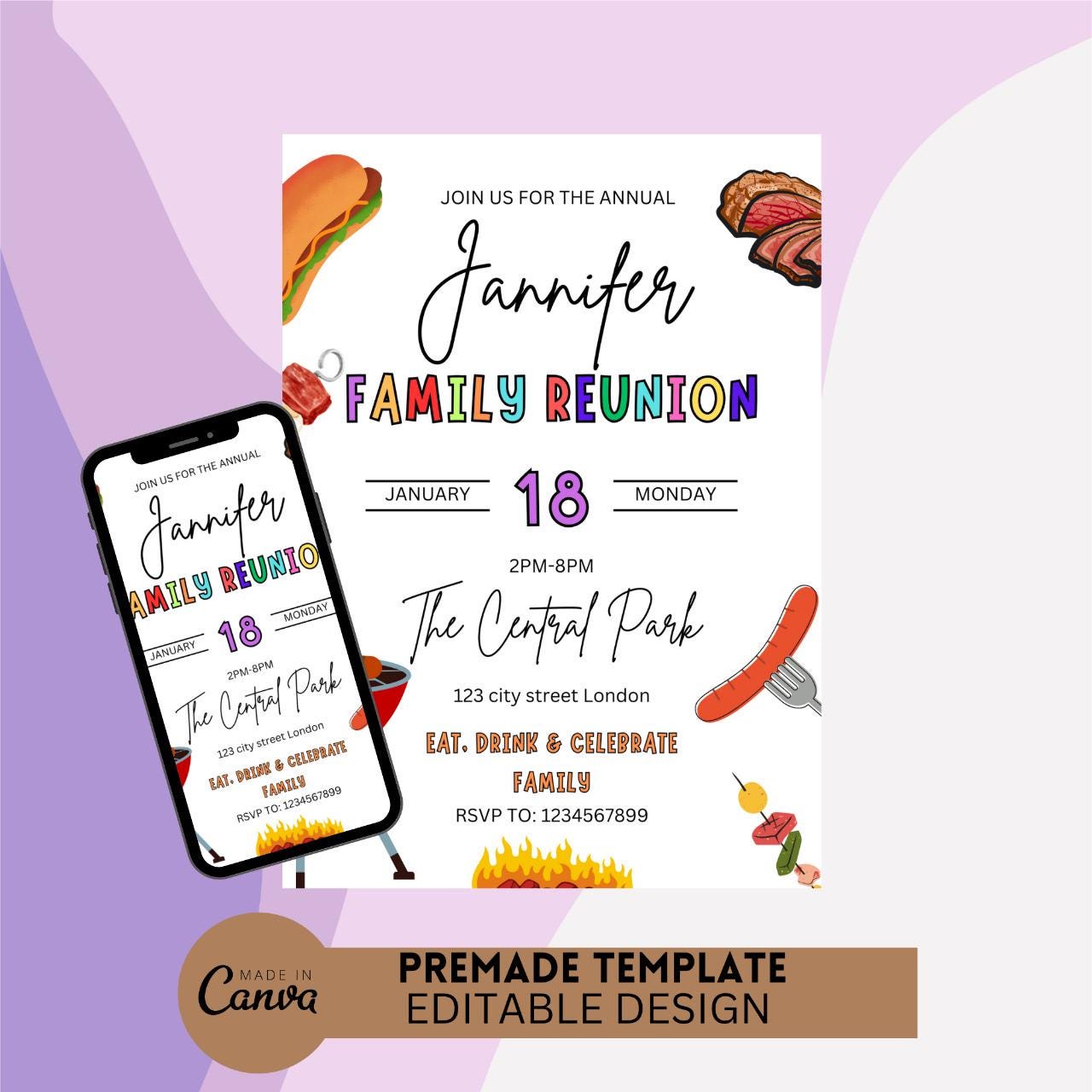 Family Reunion BBQ Invitation, Family Reunion Invitation, Family Party ...