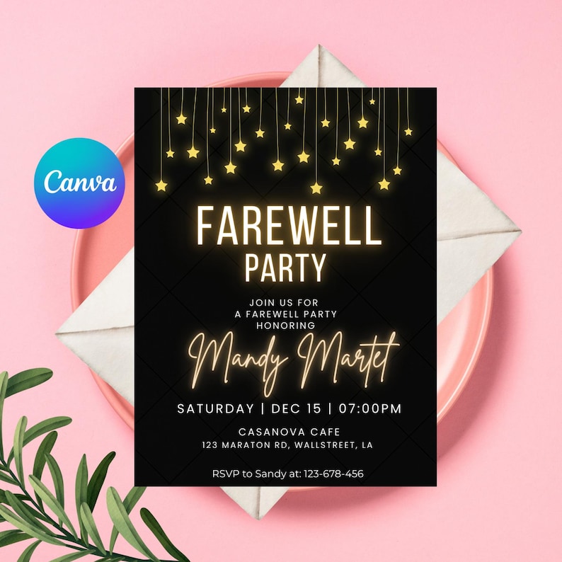 Farewell Party Invitation: Editable Goodbye Invite (digital File, 5x7 ...