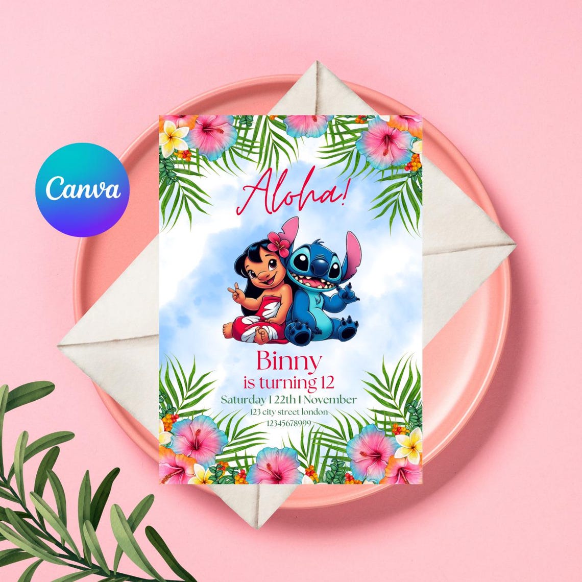 Stitch Birthday Invitation, Stitch Birthday Party Invitation, Stitch ...
