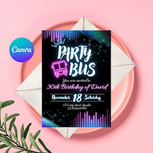 Party Bus Invitation, Birthday Party Bus Invite, Limo Girls Night ...