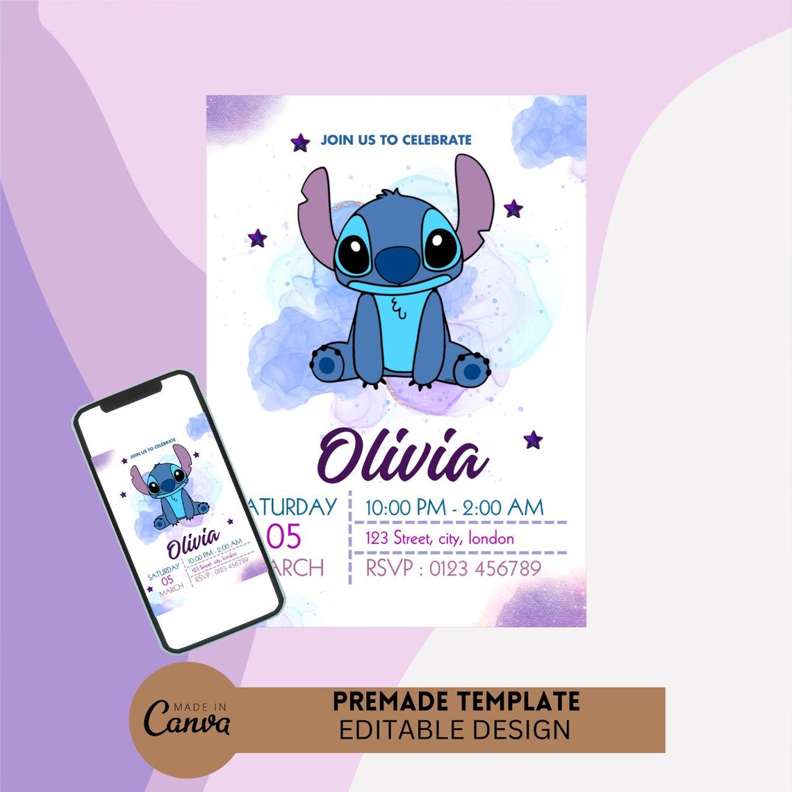 Stitch Birthday Invitation, Stitch Birthday Party Invitation, Stitch ...