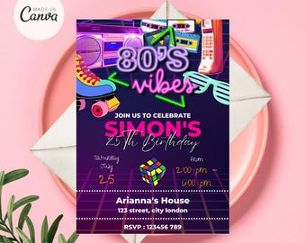 Editable 80s Party Invitation, Back to the 80s, Throwback Party, 80s Party Invite, Retro ...