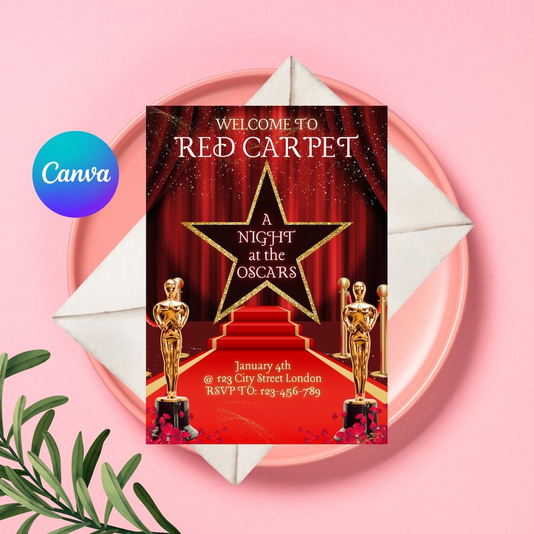 Red Carpet Invitation, Prom Invitation, Red Carpet Birthday Invitation ...