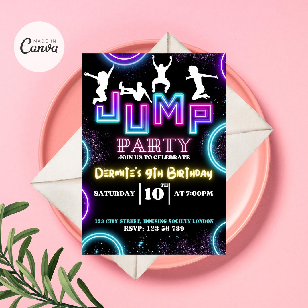 Jump Invitation, Jump Birthday Invitation, Bounce House Party Invite ...