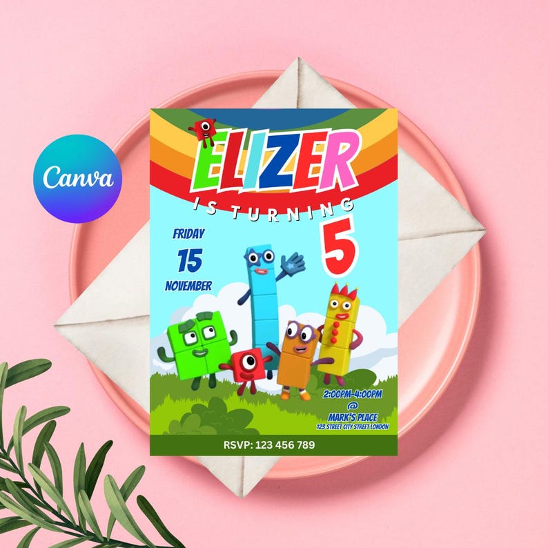 Numberblocks Invitation, Numberblocks Birthday Invitation, Numberblocks ...