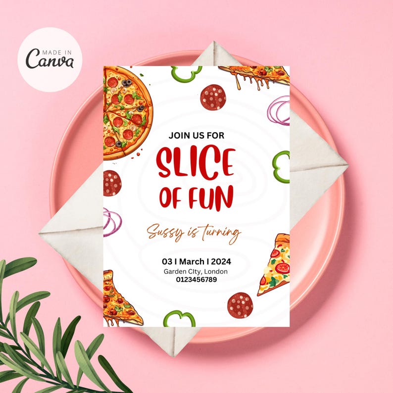 Editable Pizza Party Invitation, Pizza Birthday Invitation, Italian ...