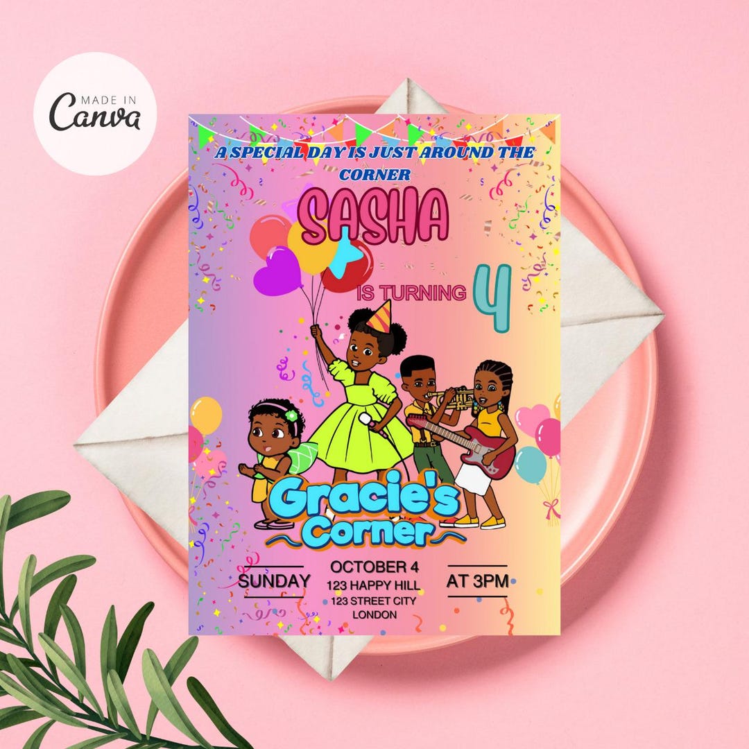 Gracie's Corner Invitation, Gracies Corner Birthday Party, Gracie ...