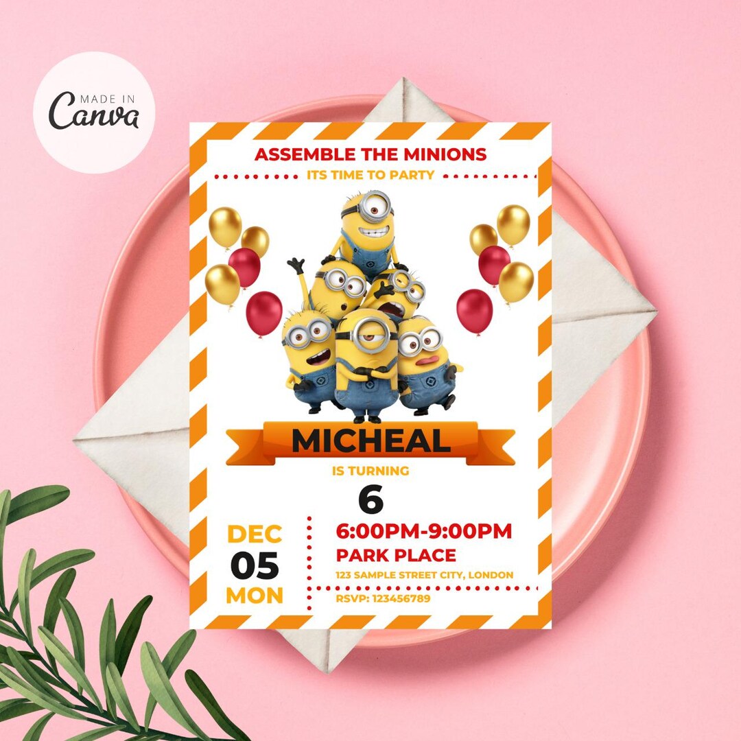 Editable Minion Invitation, Minion Birthday Invitation, Minions ...