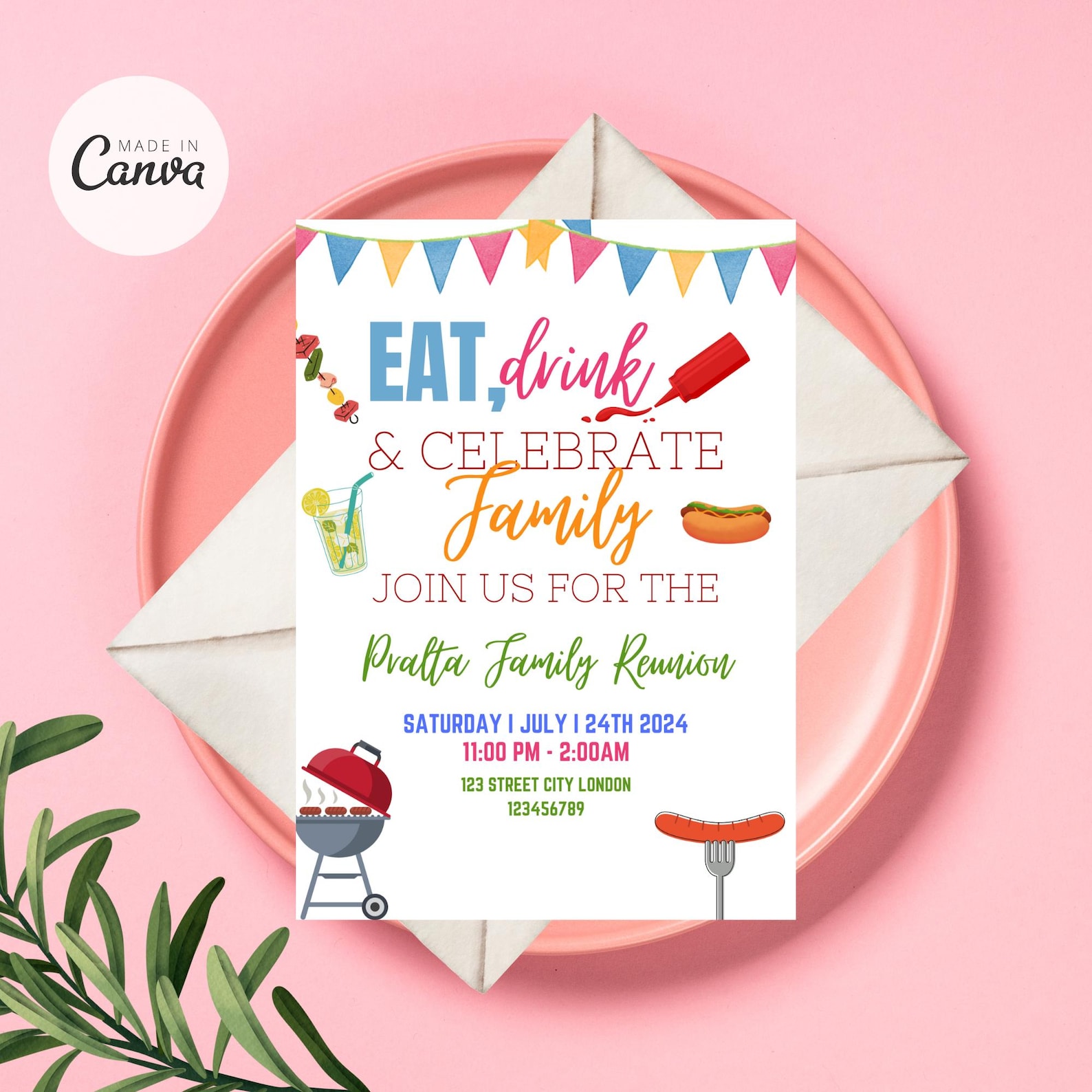 Family Reunion BBQ Invitation, Family Reunion Invitation, Family Party ...