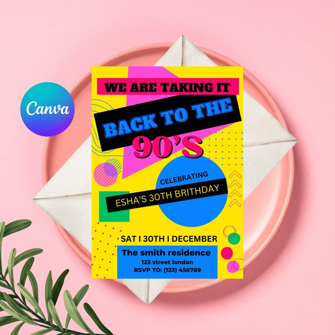 90s Party Invitation, 90's Party Invite, Back to the 90s, Throwback ...