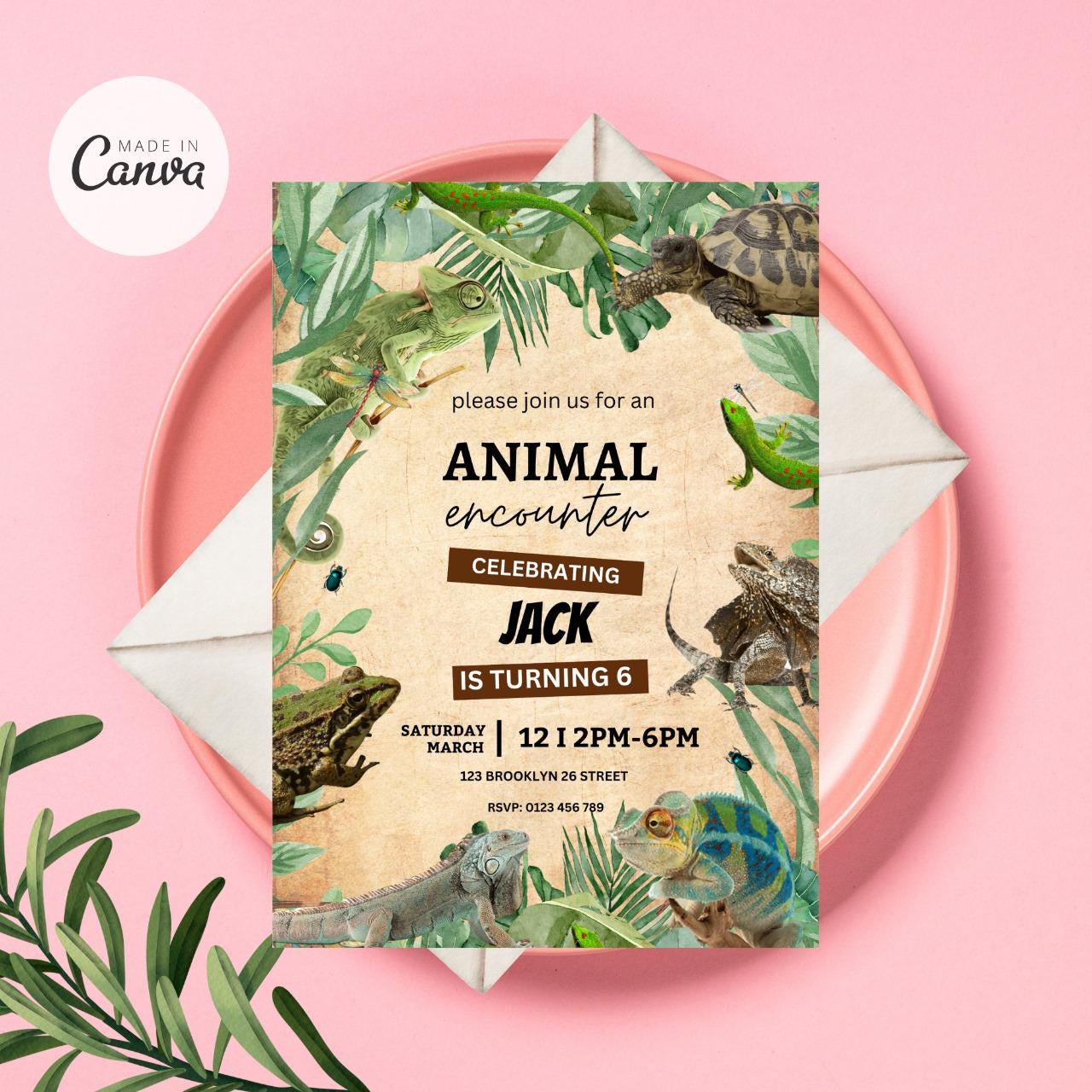 Editable Reptile Invitation, Reptile Birthday Party Invitation, Lizard ...