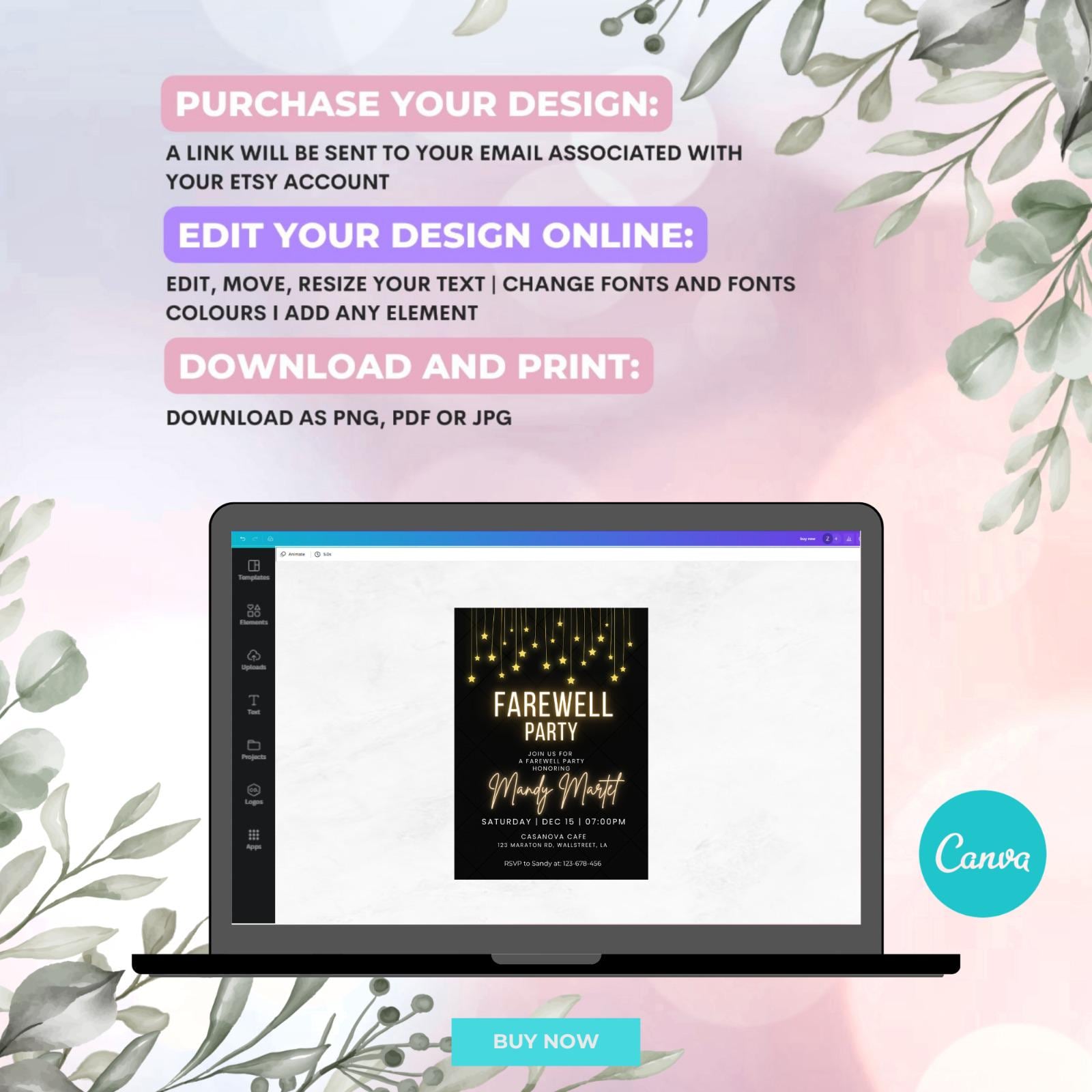 Farewell Party Invitation: Editable Goodbye Invite (digital File, 5x7 ...