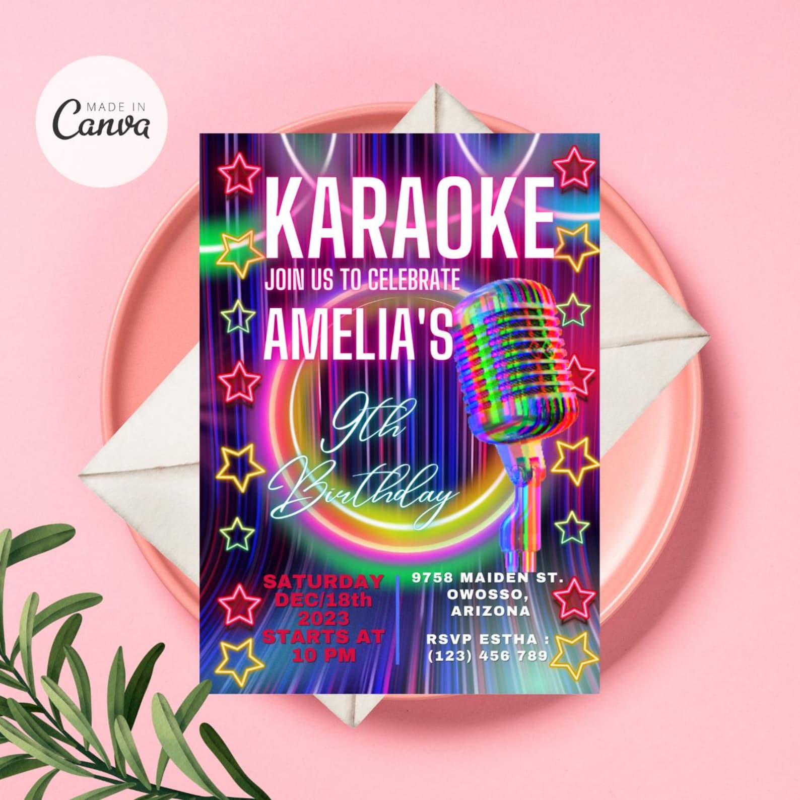 Karaoke Invitation, Music Invitation, Karaoke Birthday Invite, Karaoke ...