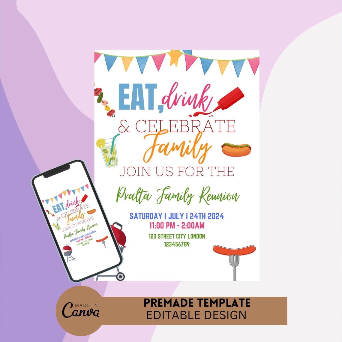 Family Reunion BBQ Invitation, Family Reunion Invitation, Family Party ...