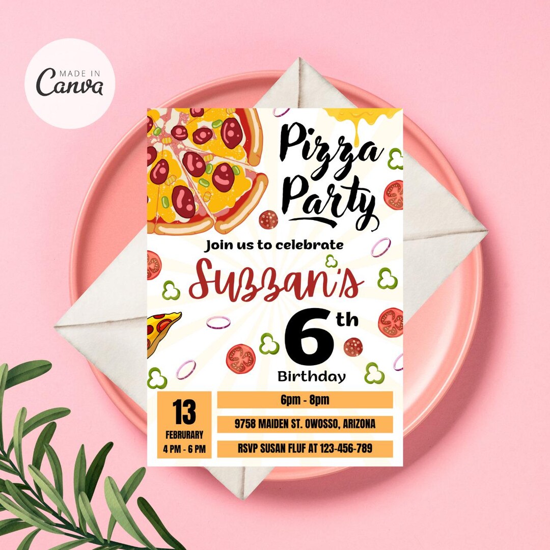 Editable Pizza Party Invitation, Pizza Birthday Invitation, Italian ...