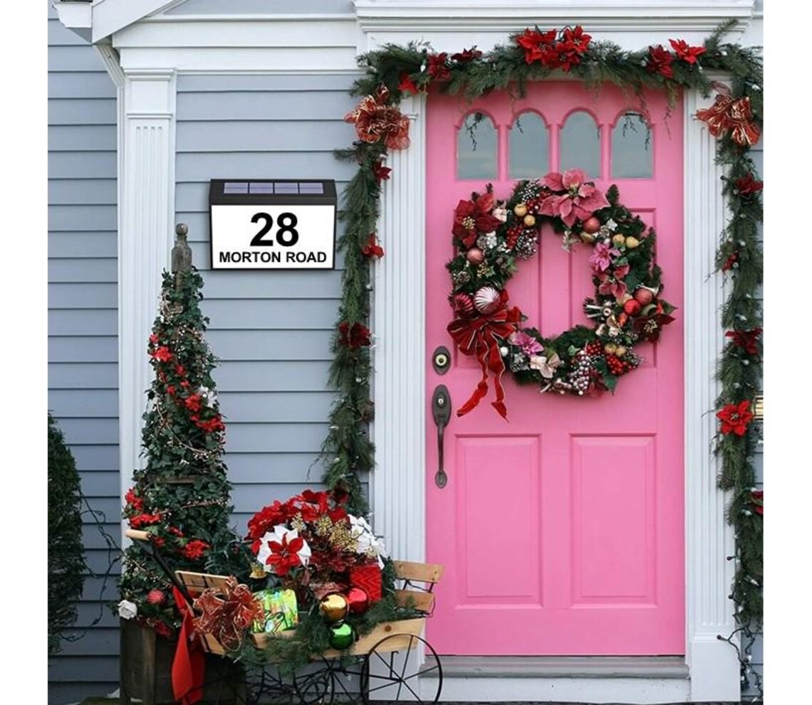 Solar Address Plaques,house Number for Outside,solar Led Address Sign ...