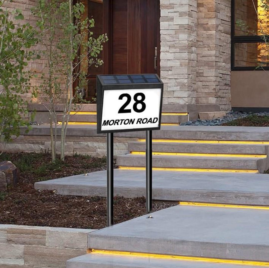 Solar Address Plaques,house Number for Outside,solar Led Address Sign ...