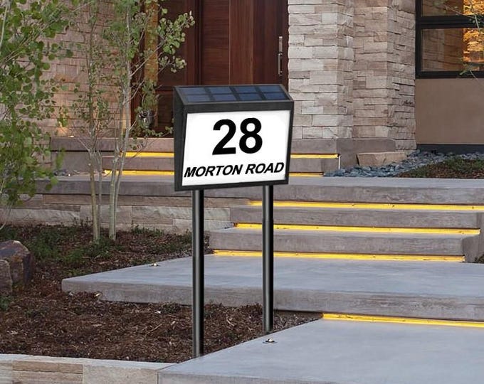 Solar Address Plaques,house Number for Outside,solar Led Address Sign ...