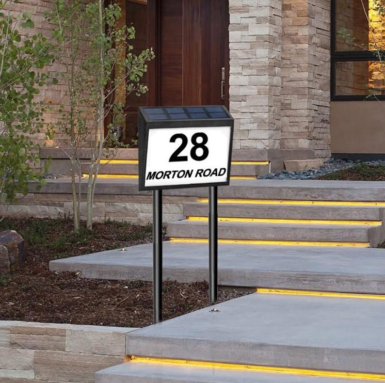 Solar Address Plaques,house Number for Outside,solar Led Address Sign ...