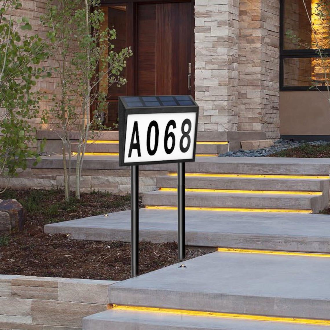 Solar Address Plaques,house Number for Outside,solar Led Address Sign ...