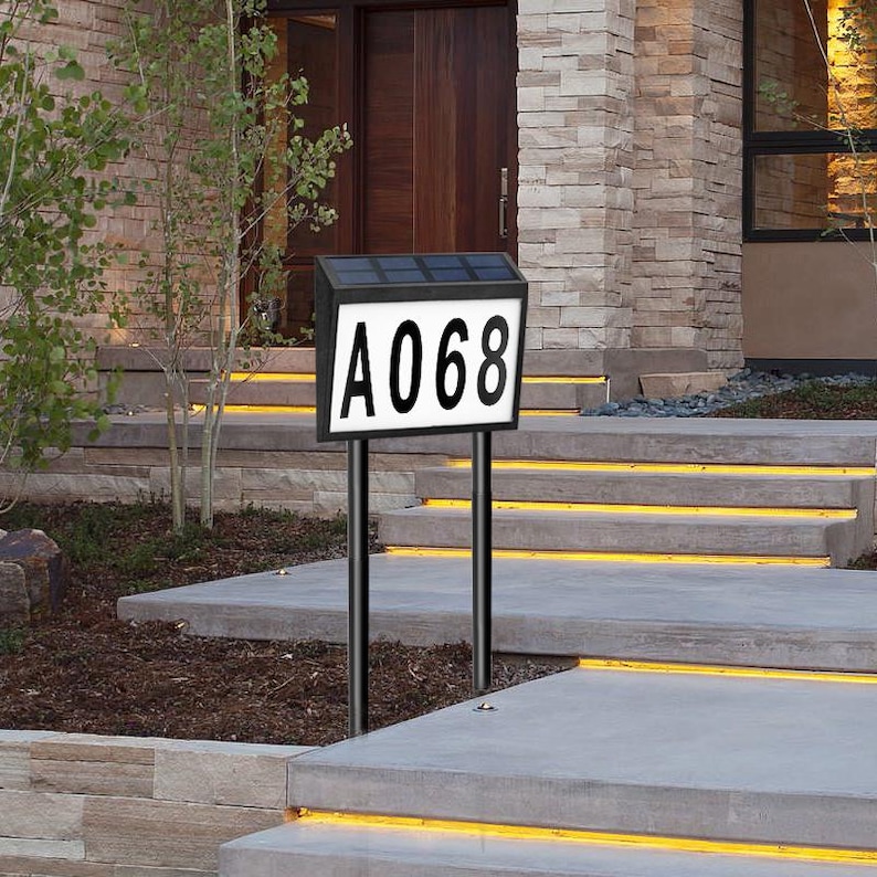 Solar Address Plaques,house Number for Outside,solar Led Address Sign ...
