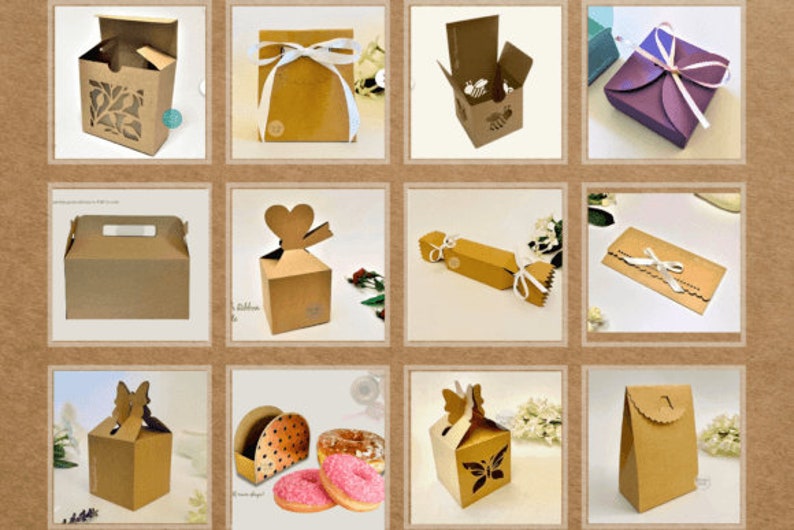 71 BOX TEMPLATE SVG, Template With Handle, Wedding Favors Party Favors ...