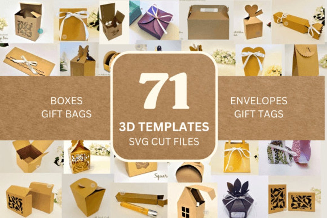 71 BOX TEMPLATE SVG, Template With Handle, Wedding Favors Party Favors ...