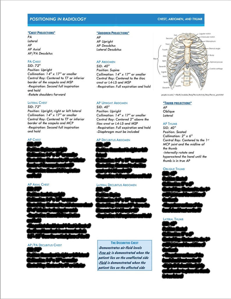 Radiology Positioning Notes - Etsy