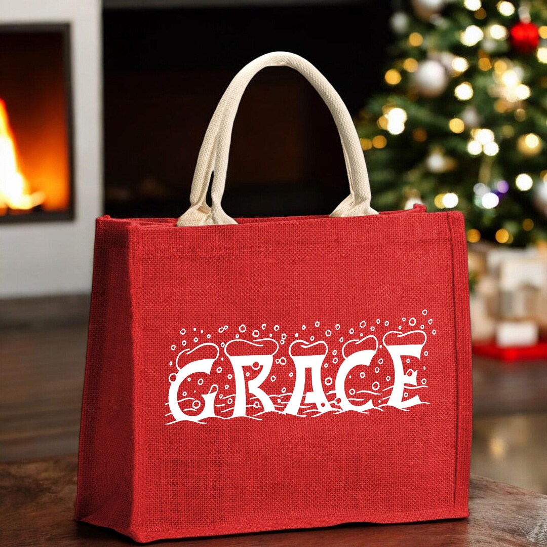 Personalized Christmas Canvas Bag, Holiday Treat Bags, Santa Vibe ...