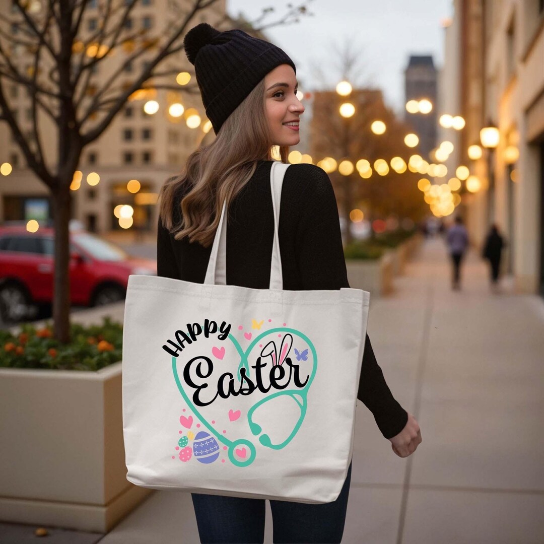Easter Nurse Tote Bag, Happy Easter Medical Tote, Stethoscope Bunny Bag ...