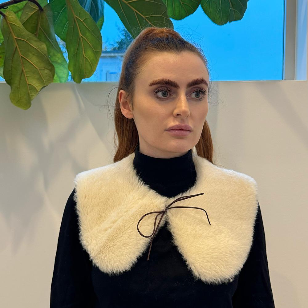 Cream Shearling Removable Collar White and Brown Suede Collar Natural ...