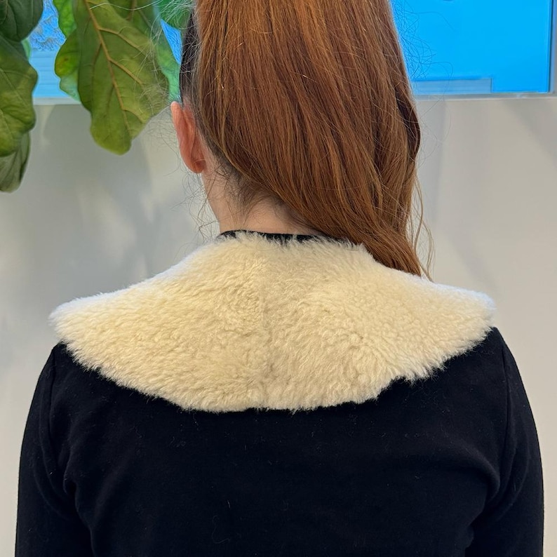 Cream Shearling Removable Collar White and Brown Suede Collar Natural ...