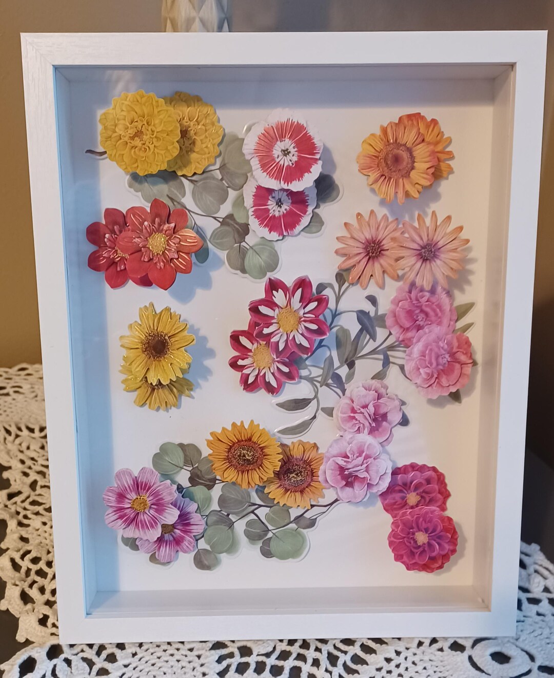 Paper Flower Frame; Paper Flowers, Handmade, Wall Decor, Paper Flower ...