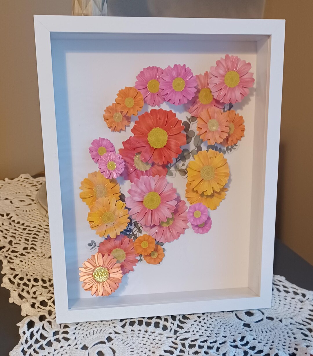 Paper Flower Frame; Paper Flowers, Handmade, Wall Decor, Paper Flower ...