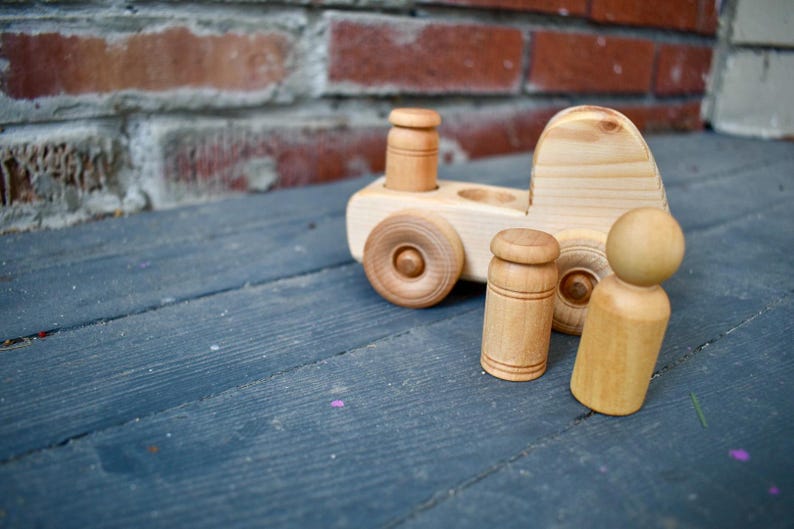 The Milk Truck / Handmade Peg Person Toy Car - Etsy
