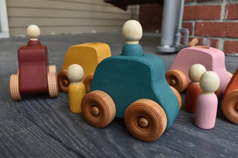 The Mod / Color Matching Activity / Handmade Peg Person Car - Etsy