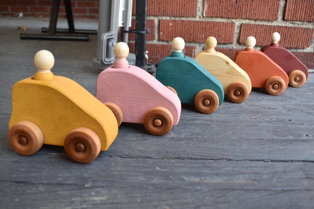 6-pack Wooden Handmade Peg Person Cars / the Original / Color Matching ...