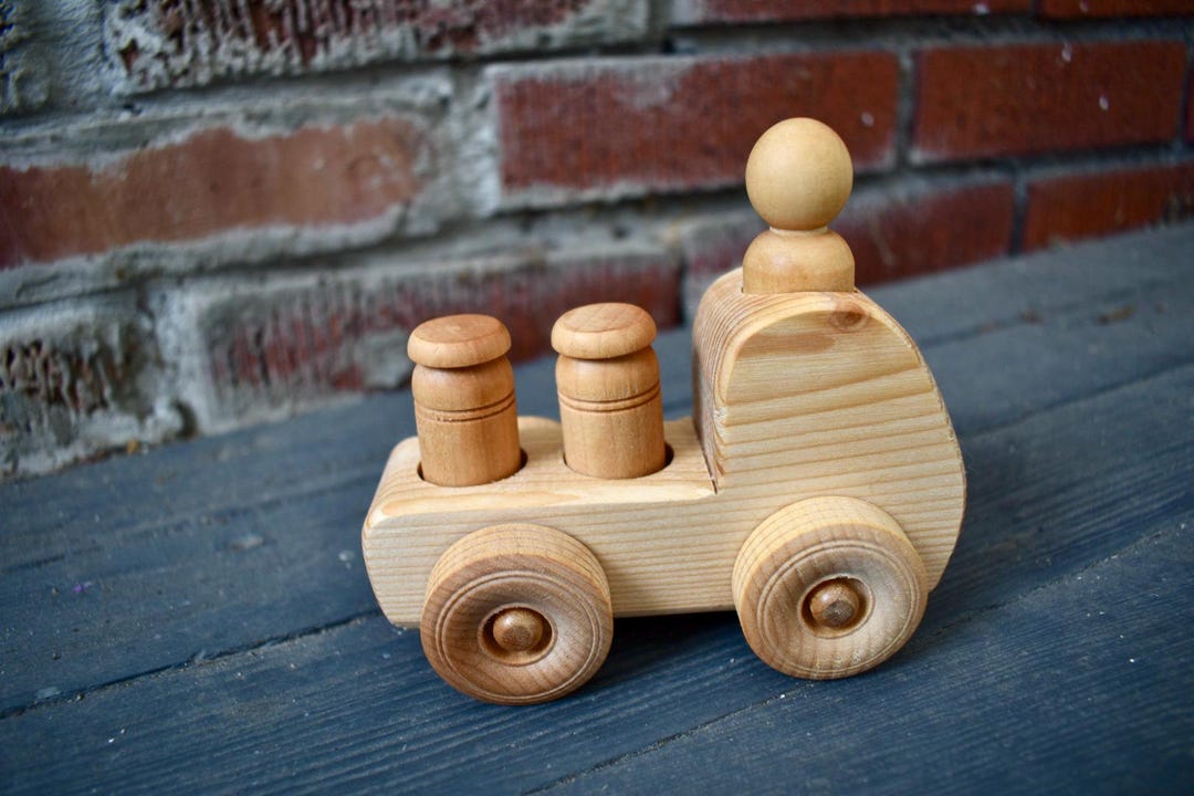 The Milk Truck / Handmade Peg Person Toy Car - Etsy