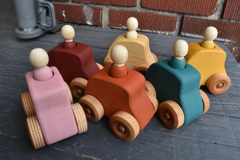 The Mod / Color Matching Activity / Handmade Peg Person Car - Etsy