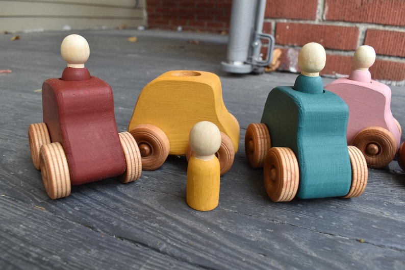The Mod / Color Matching Activity / Handmade Peg Person Car - Etsy