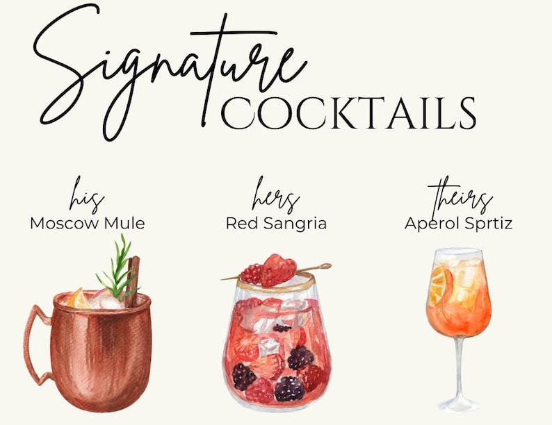 EDITABLE TEMPLATE: Cocktail Menu Sign, Bar Menu Sign, Signature Wedding ...