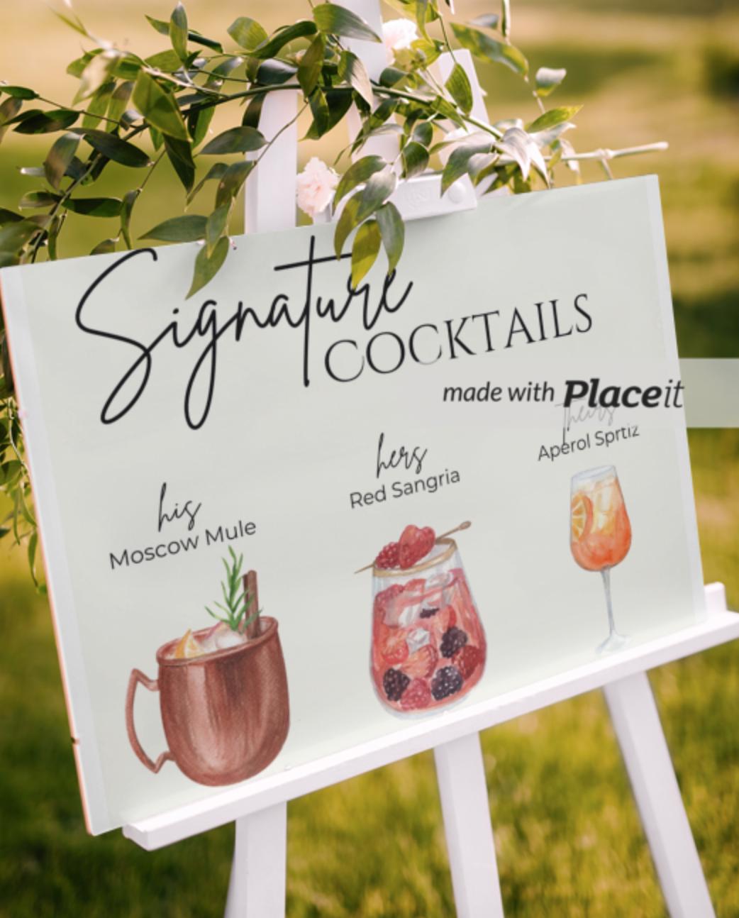 EDITABLE TEMPLATE: Cocktail Menu Sign, Bar Menu Sign, Signature Wedding ...