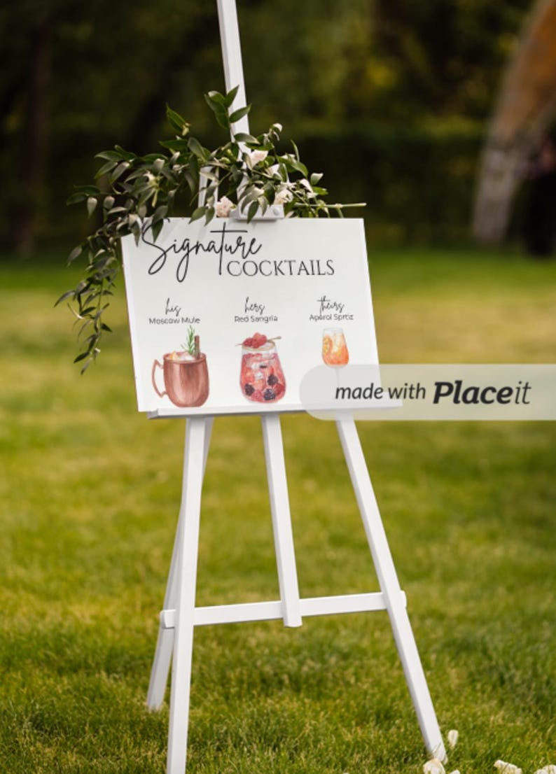 EDITABLE TEMPLATE: Cocktail Menu Sign, Bar Menu Sign, Signature Wedding ...