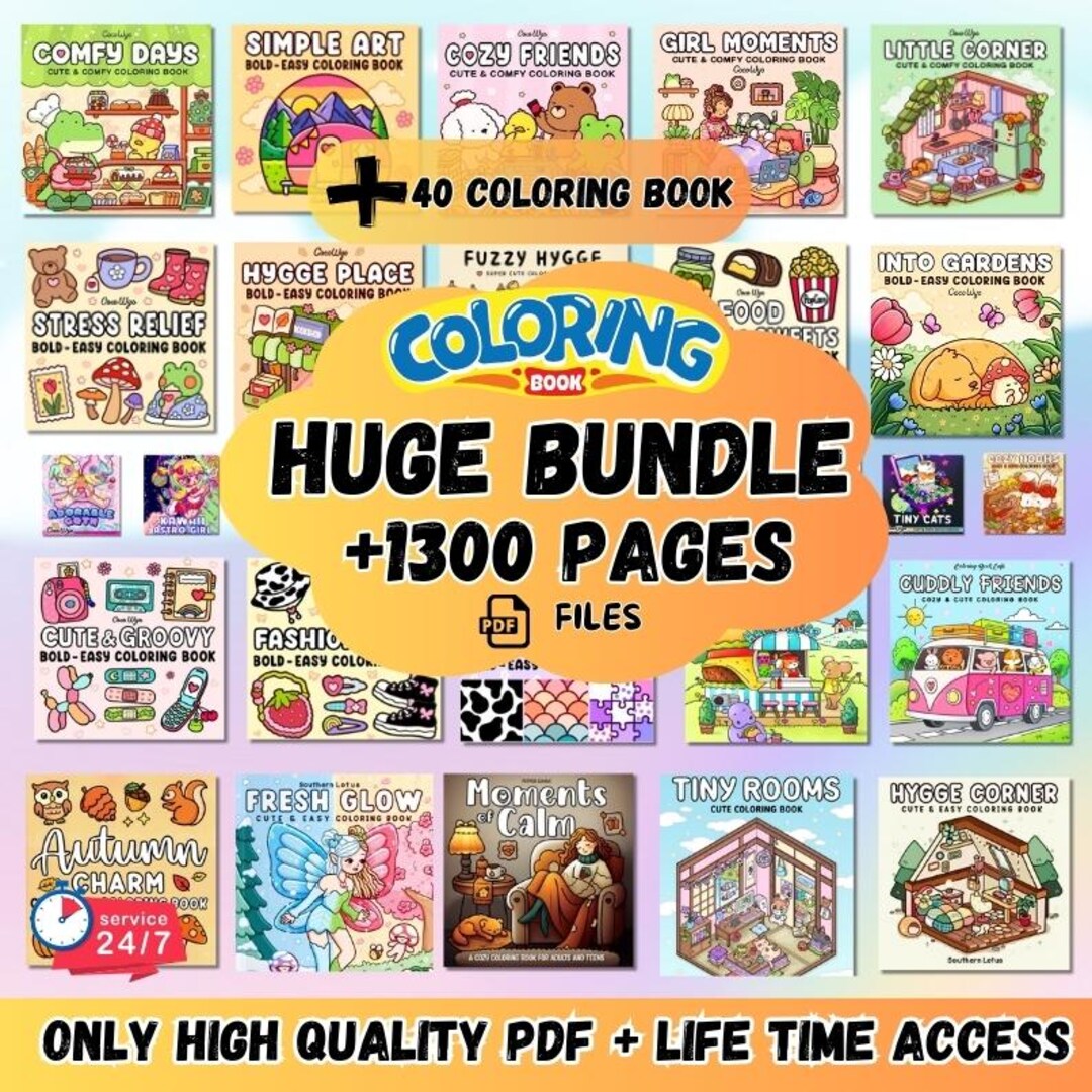 1300 Coloring Pages Mega Bundle, Coloring Book Bundle, Girl Moments ...