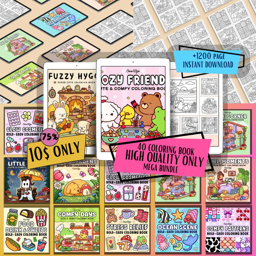 1300 Coloring Pages Mega Bundle, Coloring Book Bundle, Girl Moments ...