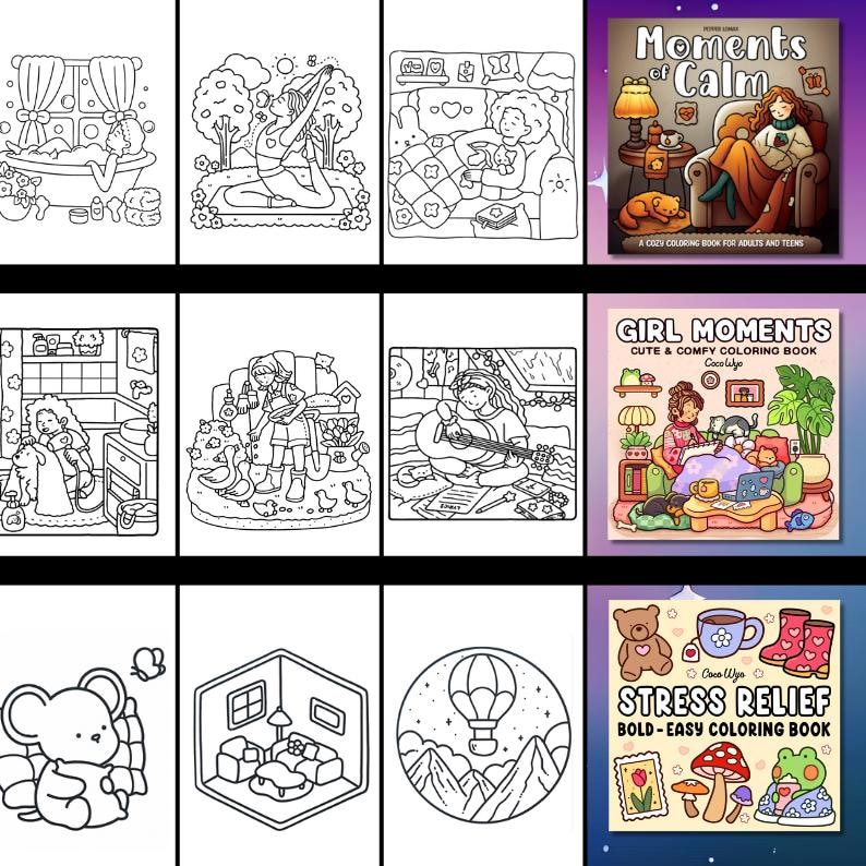 1300 Coloring Pages Mega Bundle, Coloring Book Bundle, Girl Moments ...