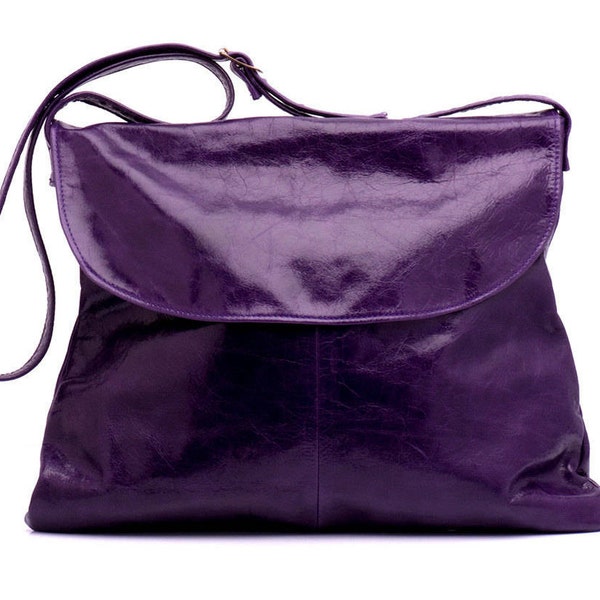 Purple Leather Bag - Etsy