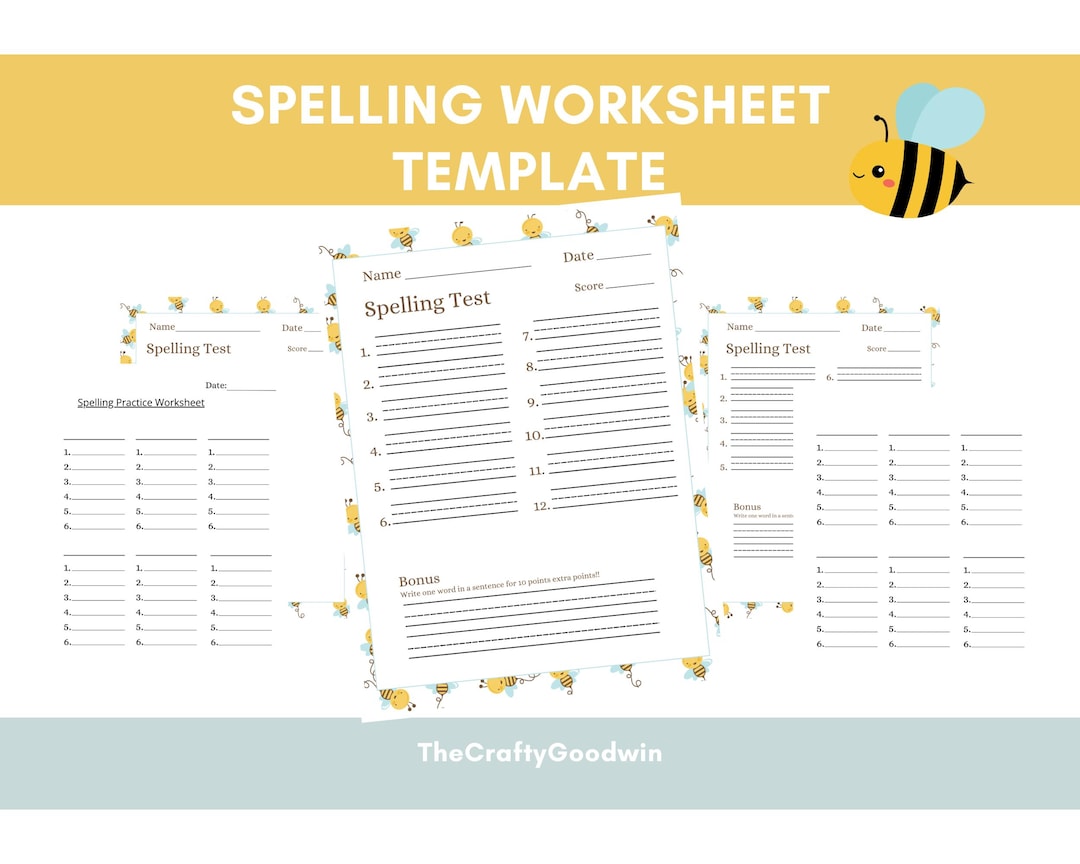 Editable Spelling Practice and Spelling Test Template, Kindergarten-2nd ...