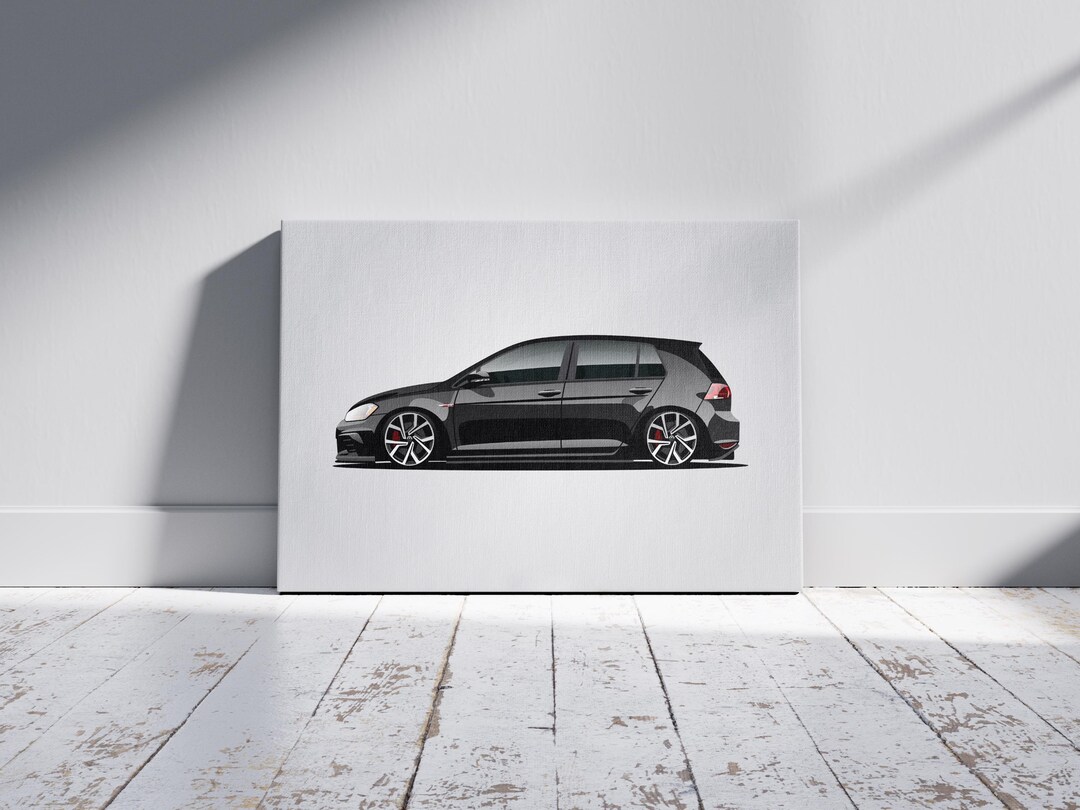 VW Golf 7 GTI Poster High-quality Car Art on Canvas, Acrylic Glass or ...