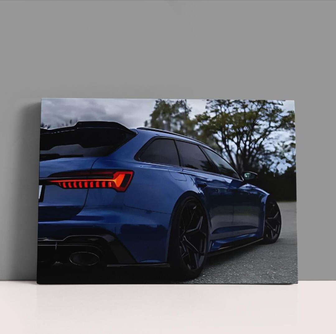 Audi RS6 Avant Blue Poster Sports Car Art Print on Canvas, Poster or ...